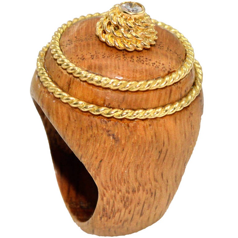 Exotic Wood Dome Ring For Sale at 1stDibs