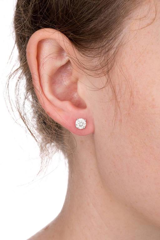 1.58 Carat Brilliant Cut Diamond 18 Karat White Gold Stud Earrings For ...