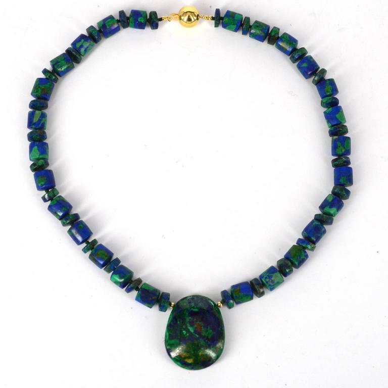 Decadent Jewels Azurite, Malachite with Lapis Lazuli Gold Pendant ...
