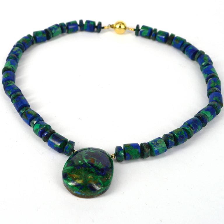 Decadent Jewels Azurite, Malachite with Lapis Lazuli Gold Pendant ...