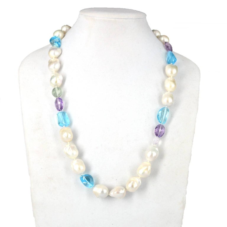 Decadent Jewels Blue Topaz Amethyst and Fresh Water Pearl Silver ...