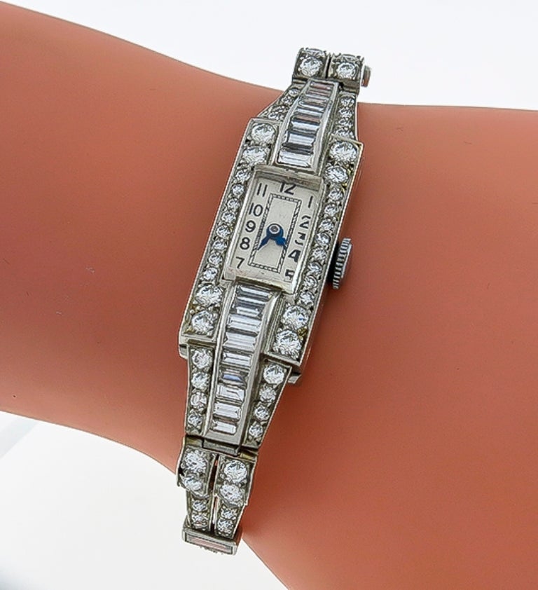 Lady's Platinum and Diamond Art Deco Bracelet Watch cira 1920s For Sale ...