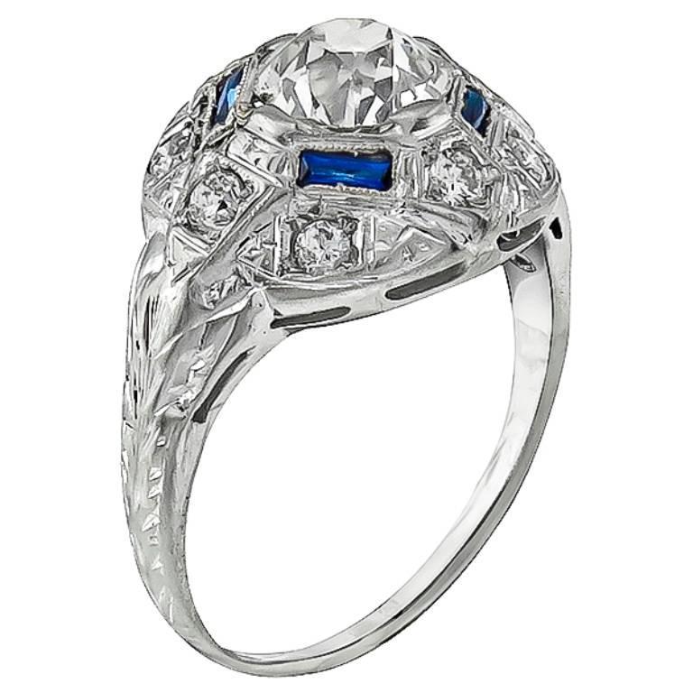 1.10 Carat Diamond Platinum Engagement Ring For Sale at 1stDibs