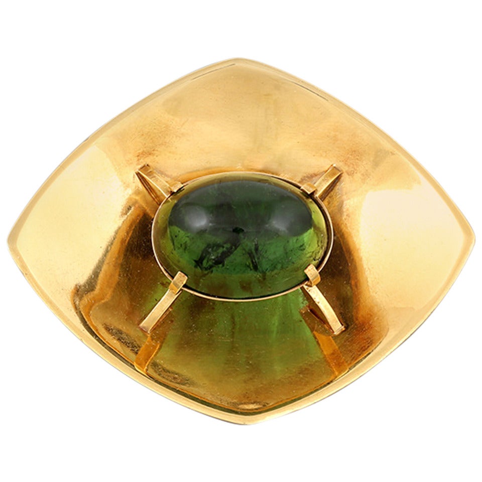 1970s Rod Edwards Tourmaline Gold Brooch For Sale at 1stDibs