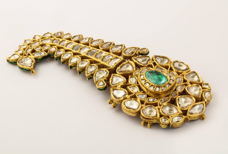 Indian Mughal Diamond Jaipur Enamel Sarpech Urban Ornament Brooch For ...