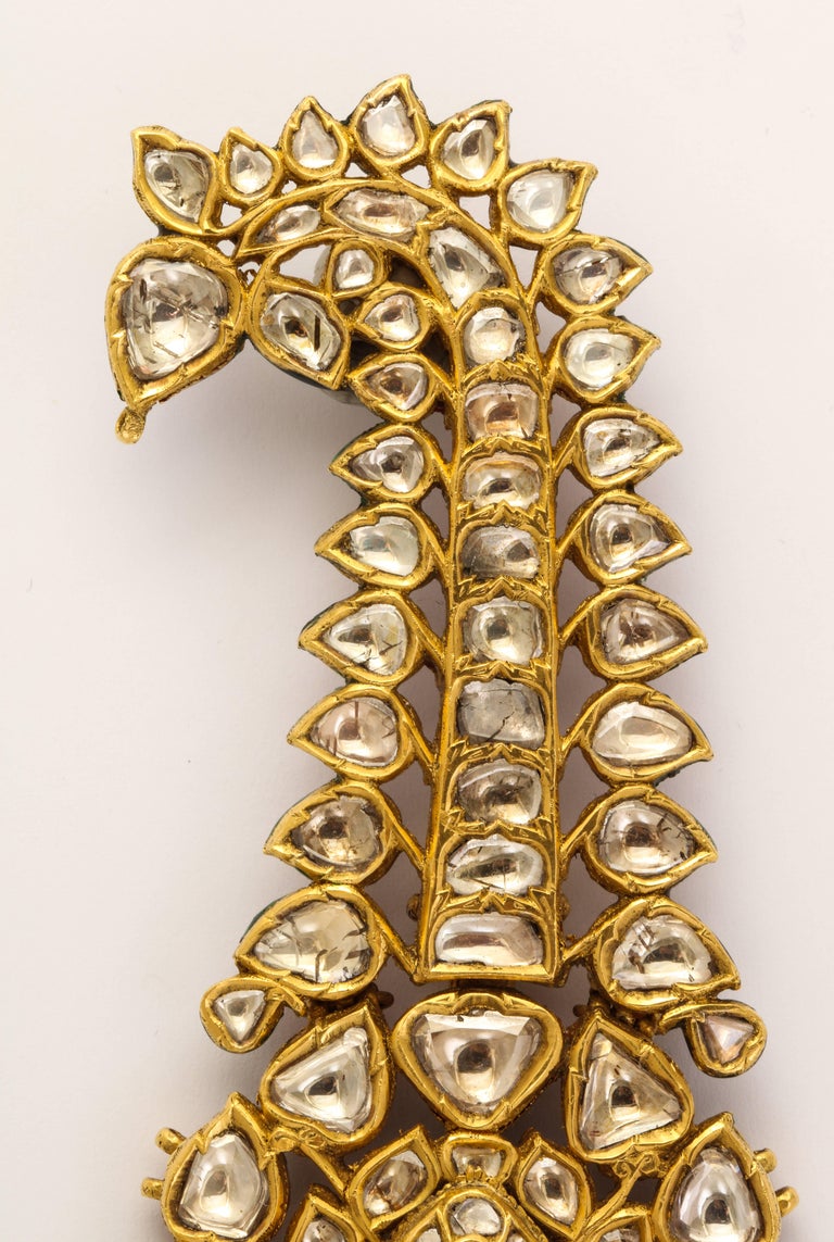 Indian Mughal Diamond Jaipur Enamel Sarpech Urban Ornament Brooch For ...