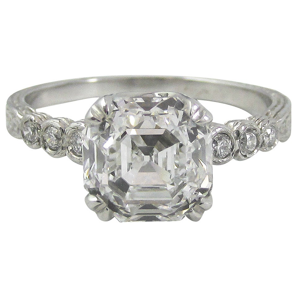 Gia Cert 204 Carat Asscher Cut Diamond Platinum Ring For Sale At 1stdibs