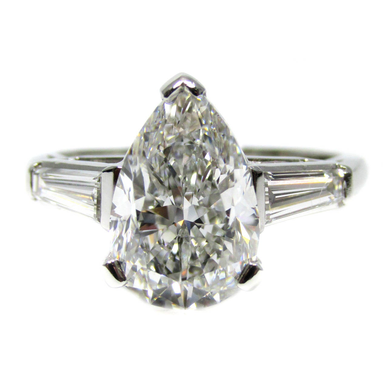 3.05 Pear Shaped Diamond Platinum Solitaire at 1stDibs