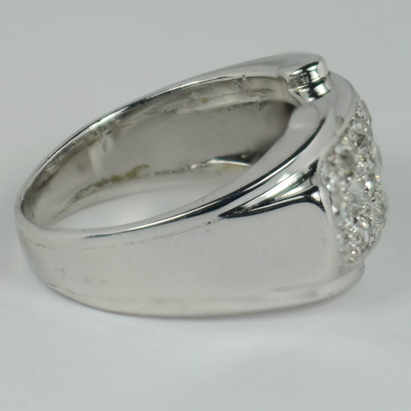 Diamond 18 Karat White Gold Bridge Ring For Sale at 1stDibs