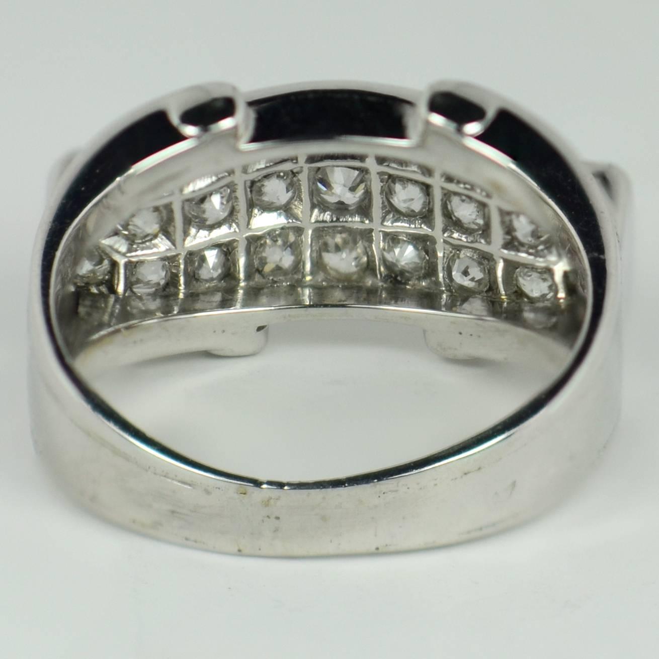 Diamond 18 Karat White Gold Bridge Ring For Sale at 1stDibs