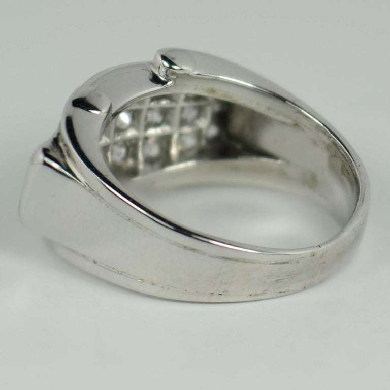 Diamond 18 Karat White Gold Bridge Ring For Sale at 1stDibs