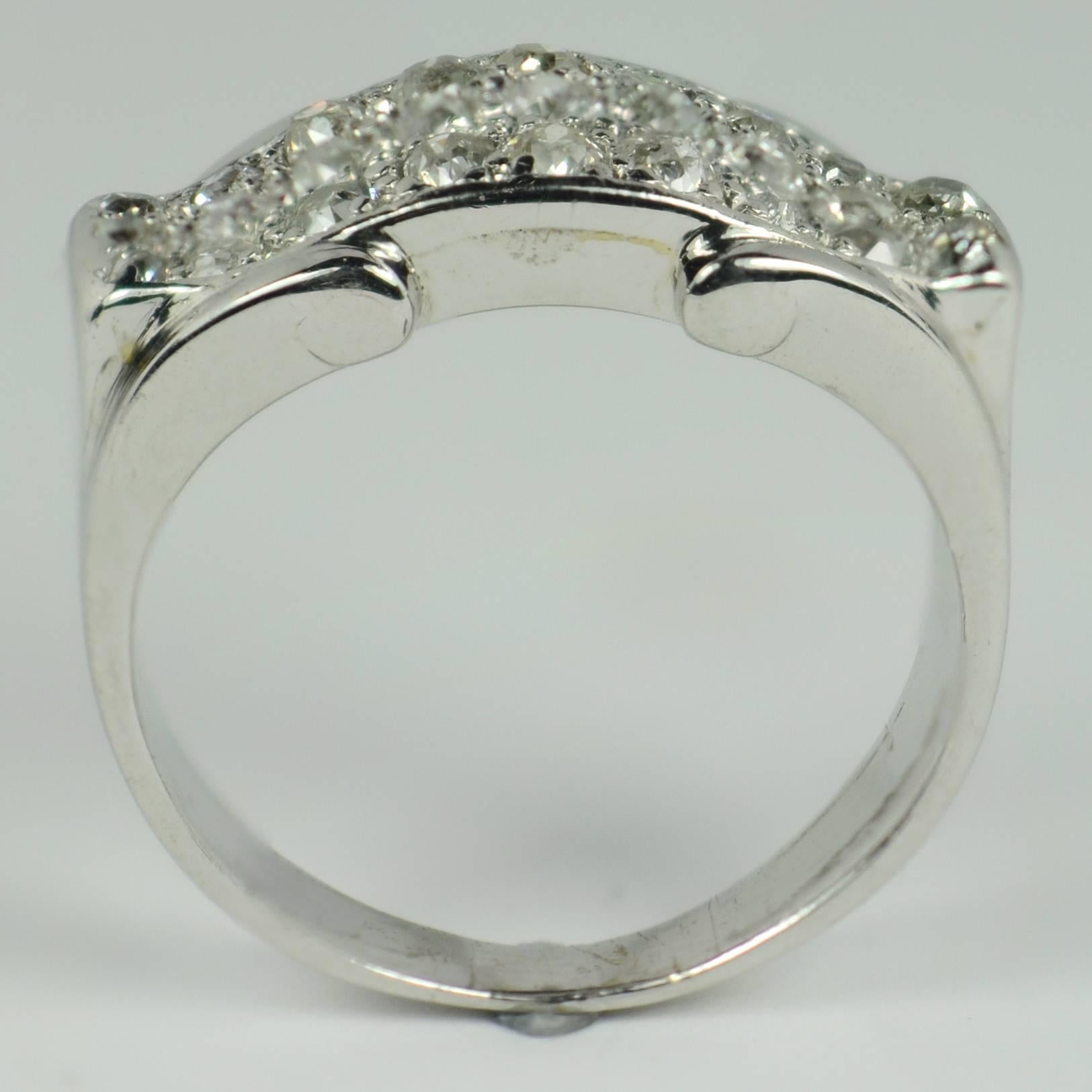 Diamond 18 Karat White Gold Bridge Ring For Sale at 1stDibs