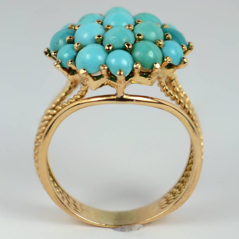 Turquoise Gold Dome Ring at 1stDibs