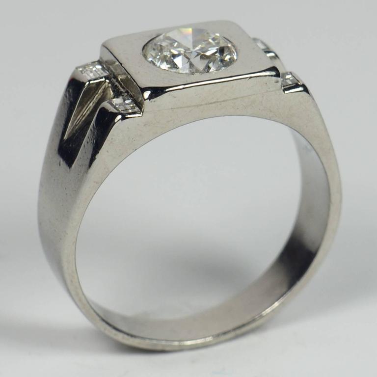 French Art Deco Modernist Diamond Platinum Ring at 1stDibs