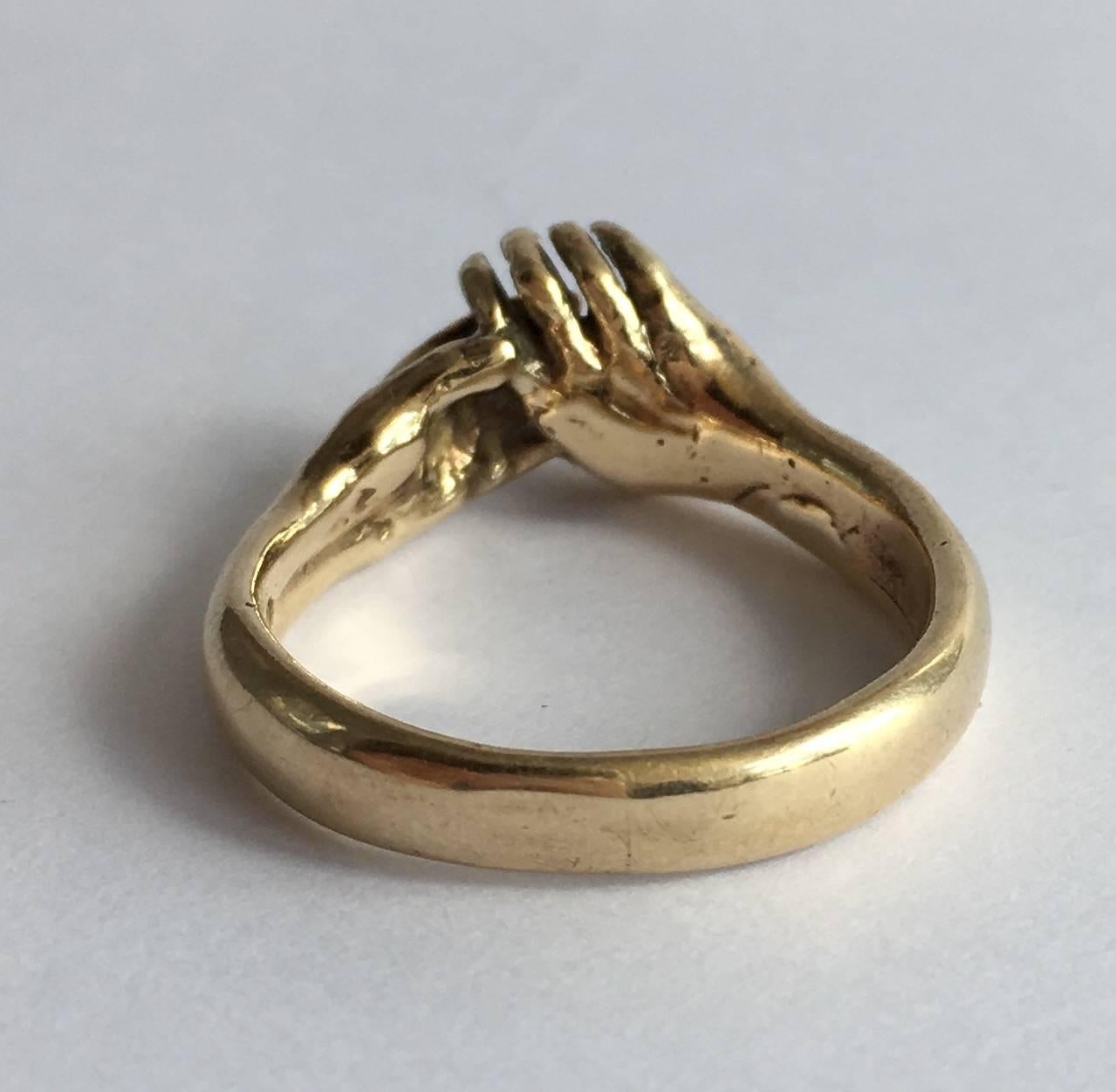 Gold Figural Clasped Hands Sculpture Lovers Friendship Studio Band ...