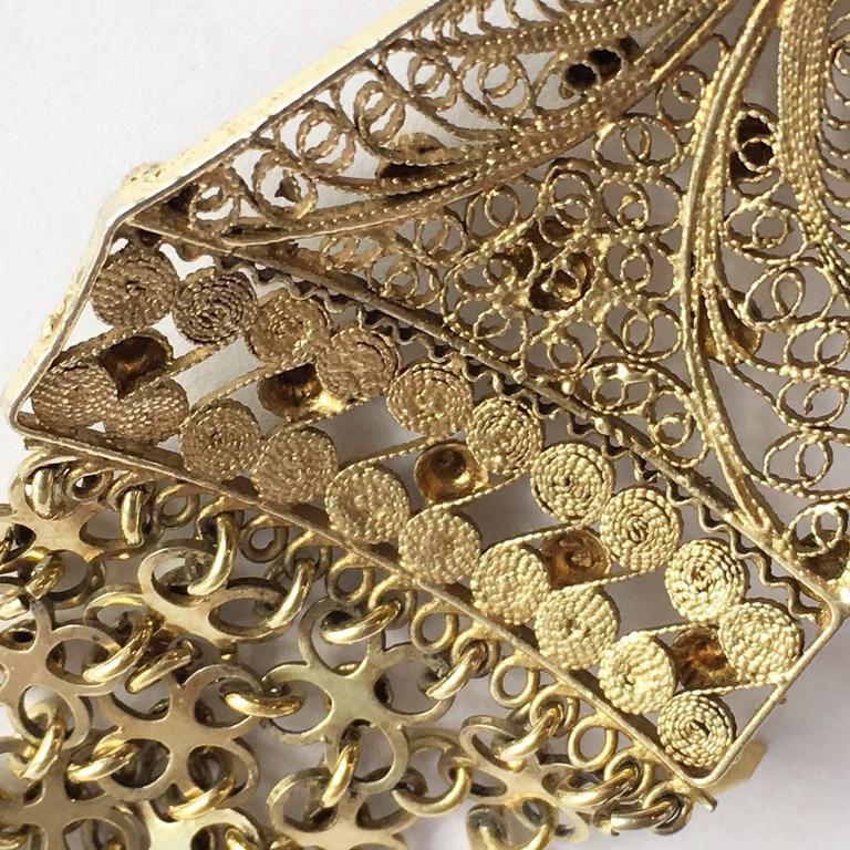 Genoese Italian Filigree Silver Gilt Dangle Earrings at 1stDibs