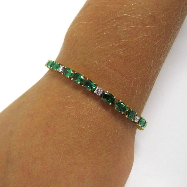 Tsavorite Garnet and Diamond Bracelet, 18 Karat Yellow and White Gold ...