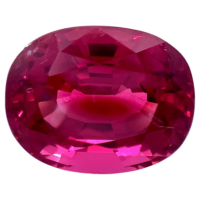 5,18 Karat unerhitzter lila rosa Spinell GIA ungefasster 3-Stein ...