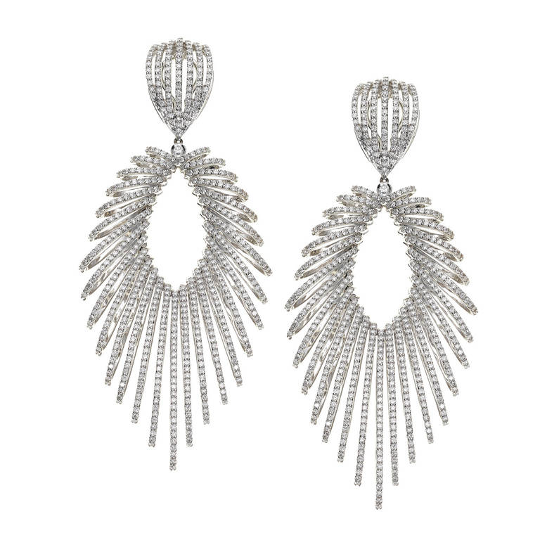 Multi-Loop Teardrop Diamond Gold Earrings For Sale at 1stDibs