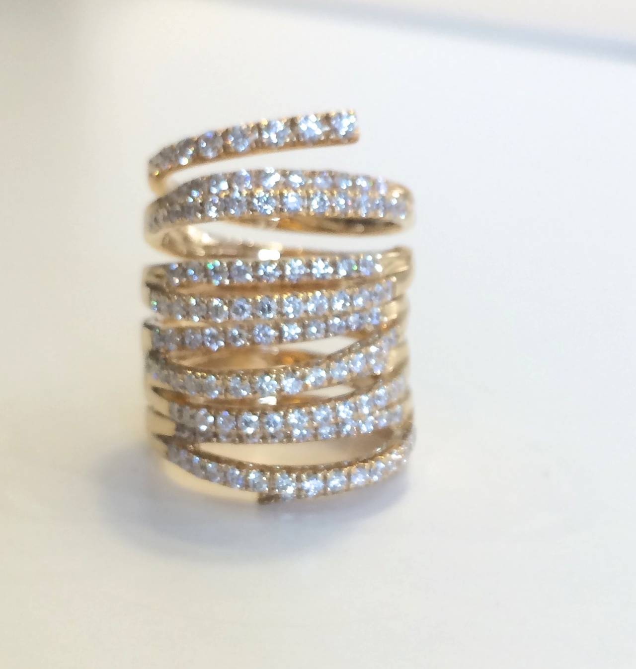 Diamond Gold Coil Ring For Sale at 1stDibs
