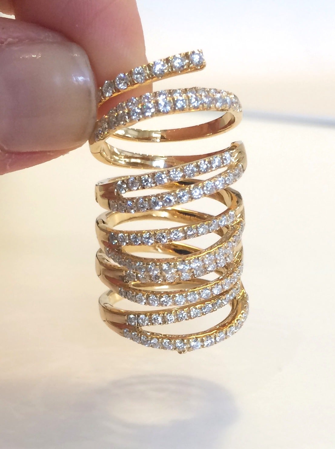 Diamond Gold Coil Ring For Sale at 1stDibs