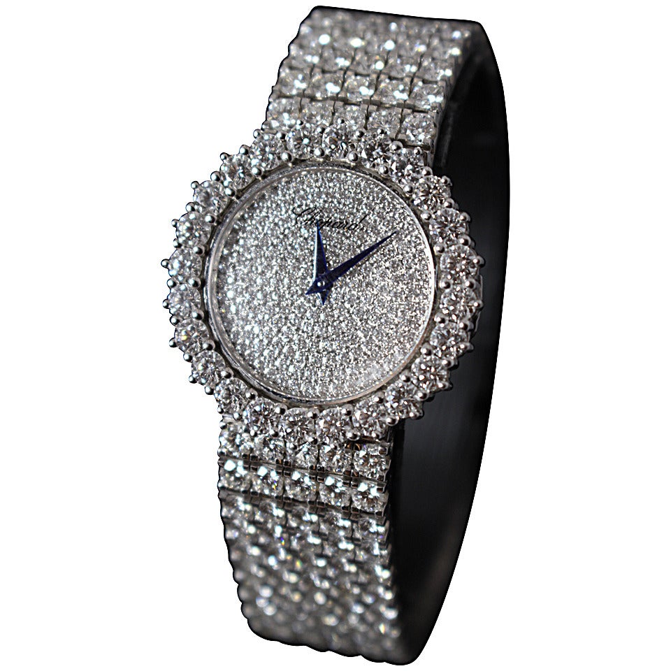 Chopard Lady's White Gold and Diamond Bracelet Watch at 1stDibs