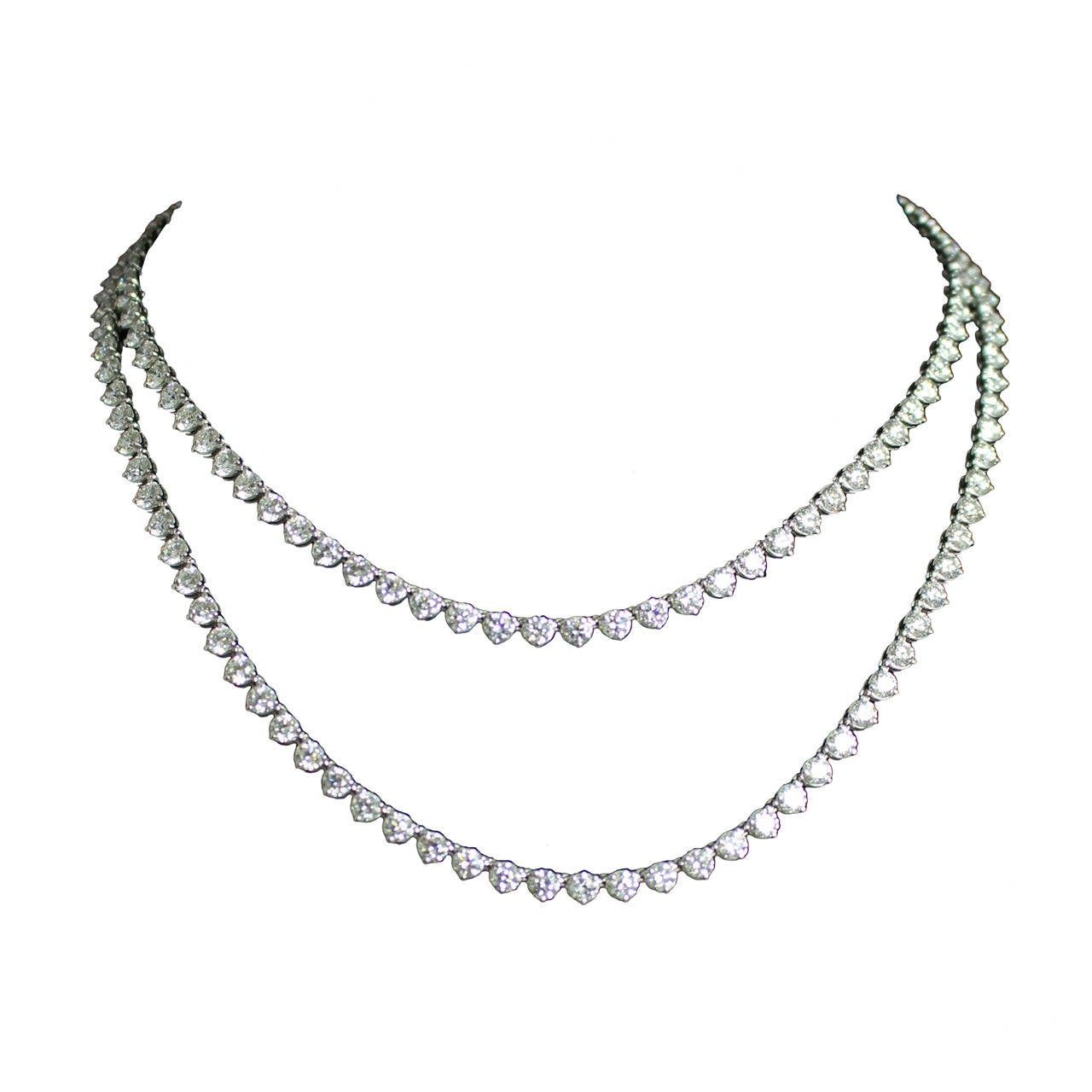 Opera Length Diamond White Gold Necklace Set with 170 Diamonds 33.5 ...
