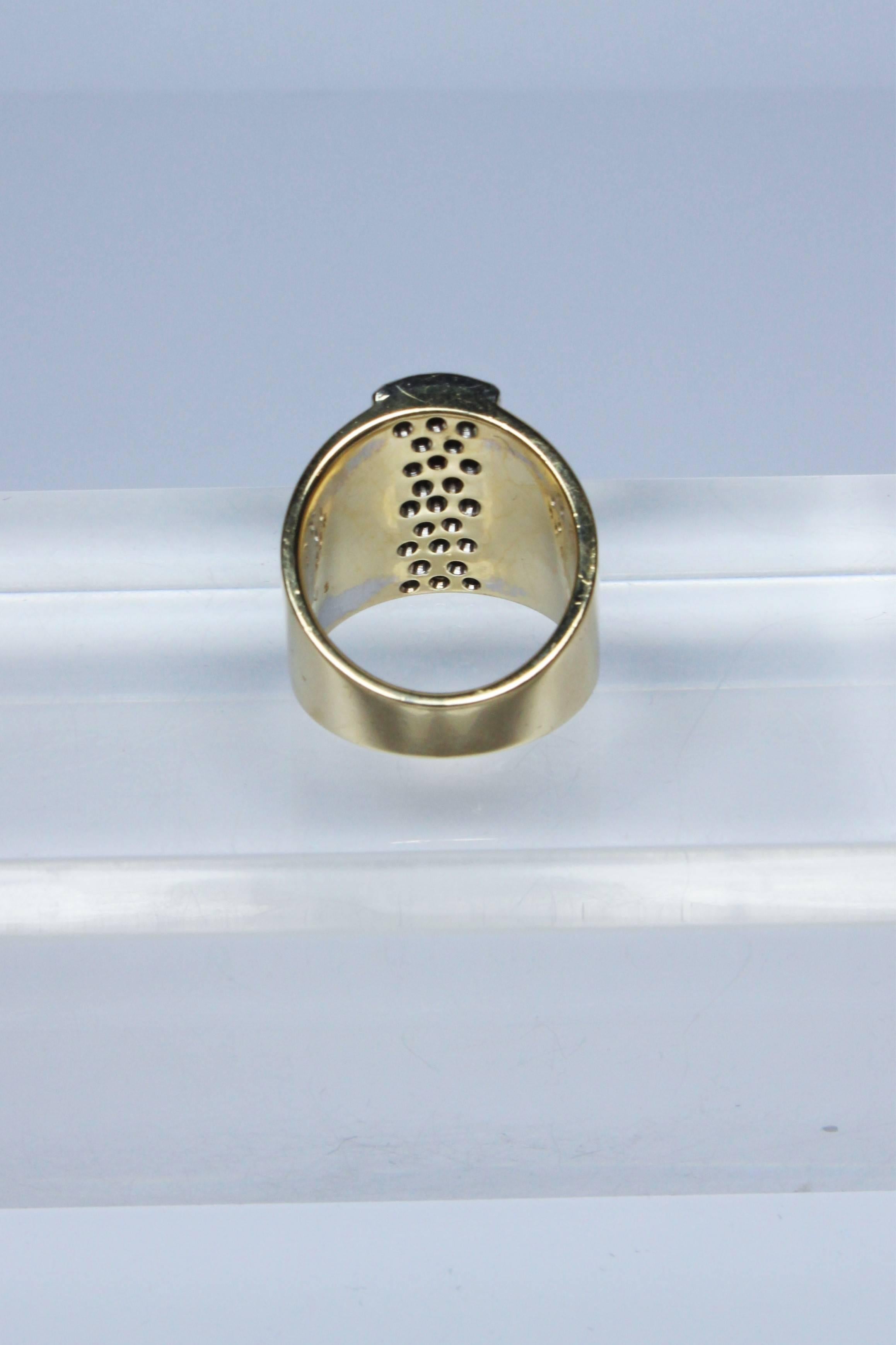 Brilliant Cut Pave Diamond Rectangle Gold Band Ring at 1stDibs