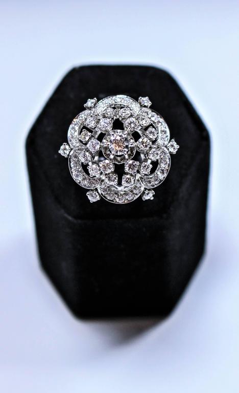 Stunning Brooch Style Diamond Platinum Ring For Sale at 1stDibs