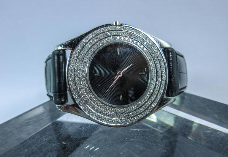 Mauboussin Ladies Gold Pave Diamond Accent Black Exotic Alligator ...