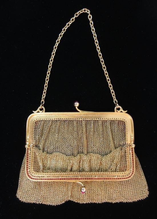 Ruby Diamond Cabochon Clasp Yellow Gold Evening Purse at 1stDibs
