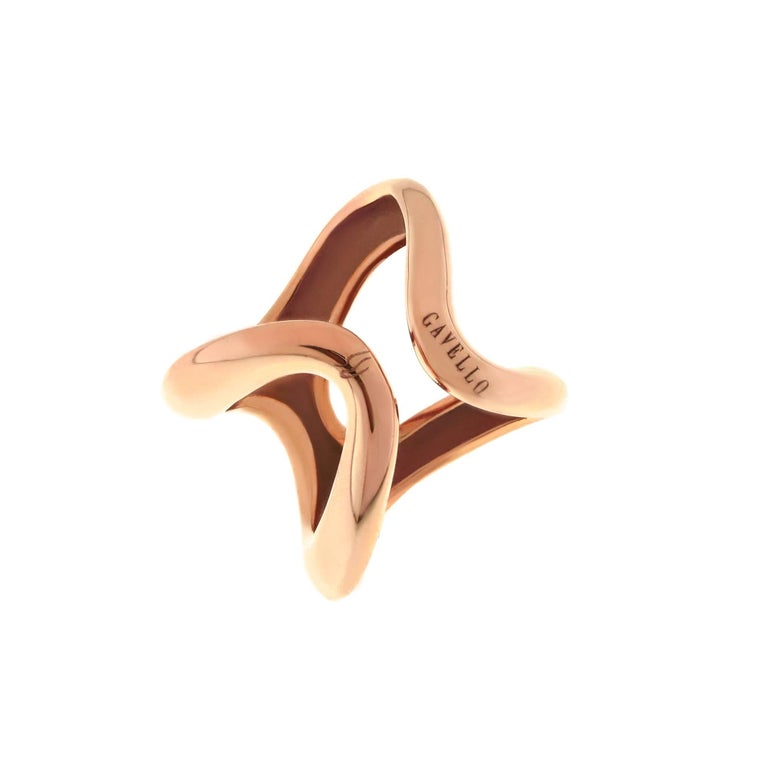 Gavello Rose Gold Diamond Double Band Ring For Sale at 1stDibs