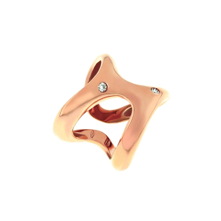 Gavello Rose Gold Diamond Double Band Ring For Sale at 1stDibs