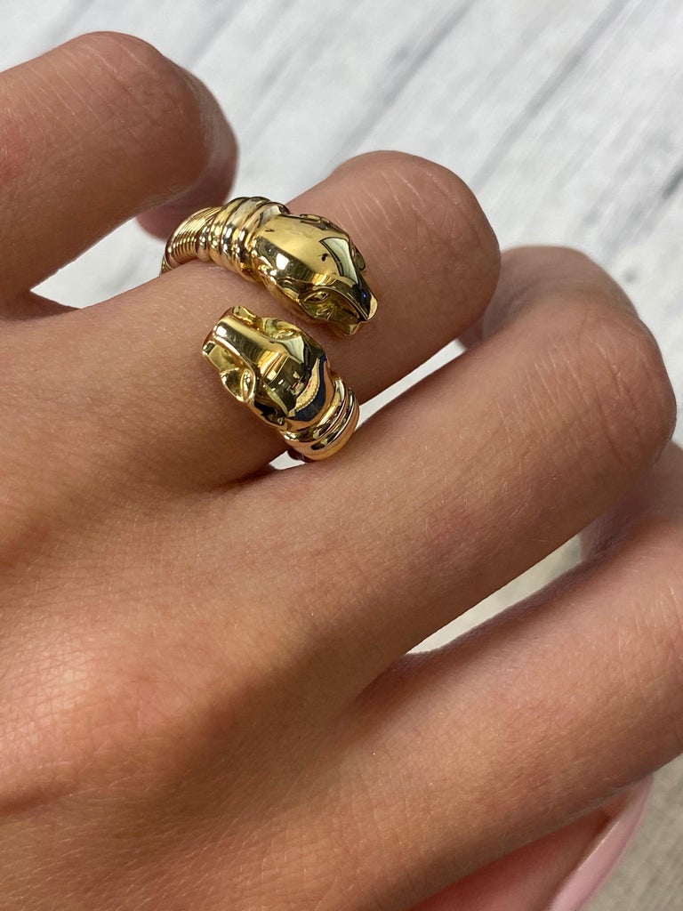 Cartier Vintage Double Head Panther Ring in 18K Yellow White and Rose ...