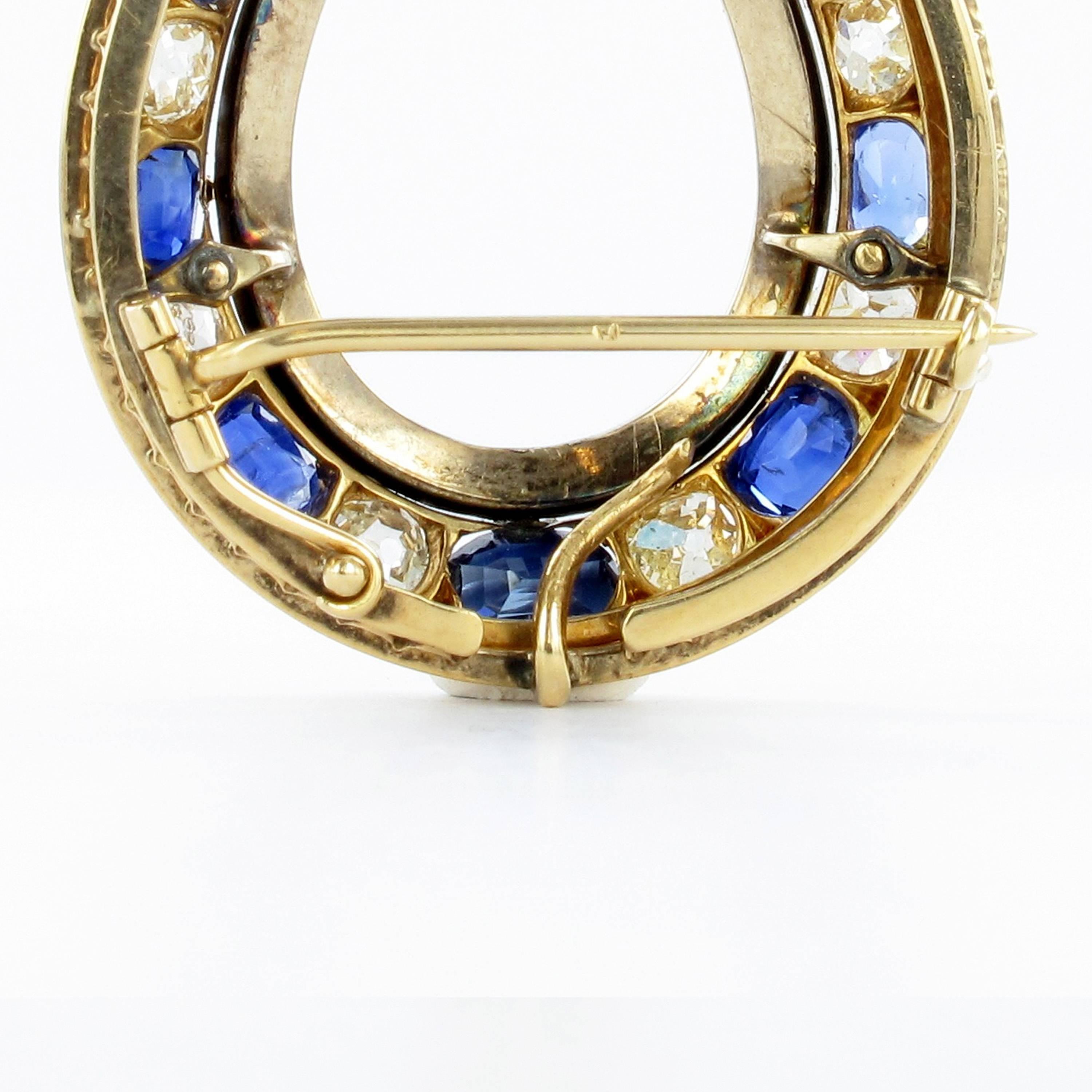Charming Antique Sapphire and Diamond Pendant Brooch at 1stDibs