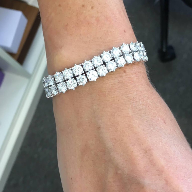 White Gold Diamond Double Row Bracelet at 1stDibs