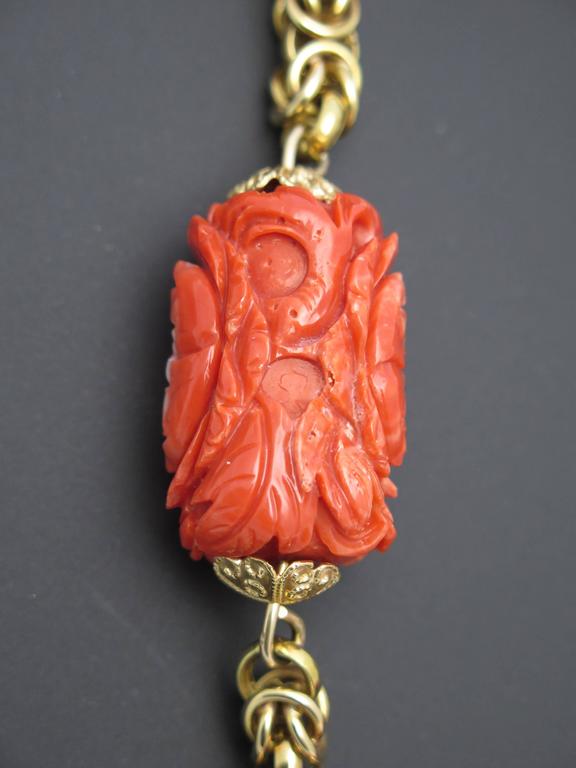 A Bold and Impressive Carved Coral Gold Chain Necklace at 1stDibs ...