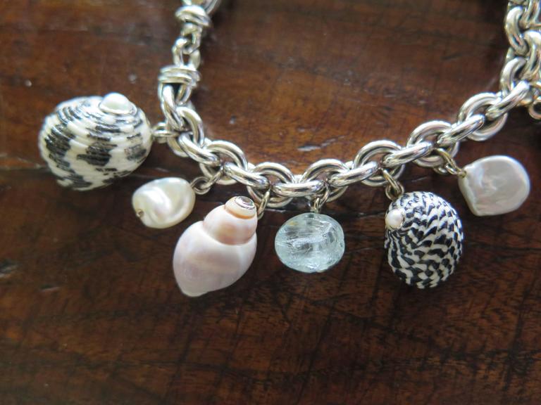 Trianon Gemstone Gold Sea Shell Charm Bracelet at 1stDibs | shell gold ...
