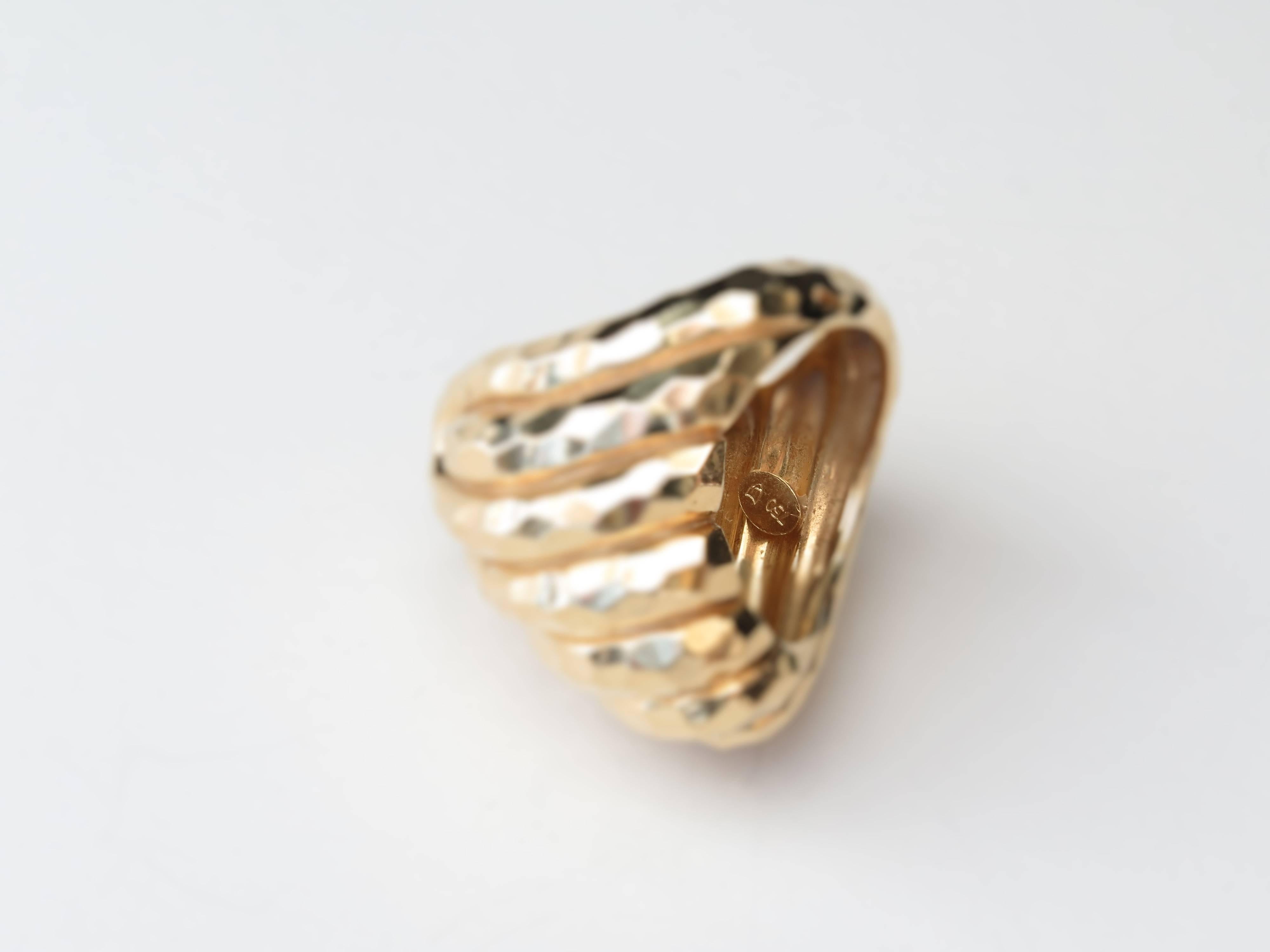 Henry Dunay hand hammered gold large statement dome ring at 1stDibs