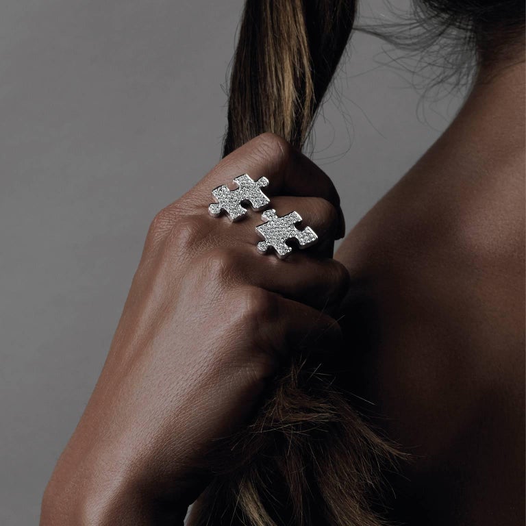 Akillis Puzzle "Toi Et Moi" Ring 18 Karat White Gold White Diamonds For ...