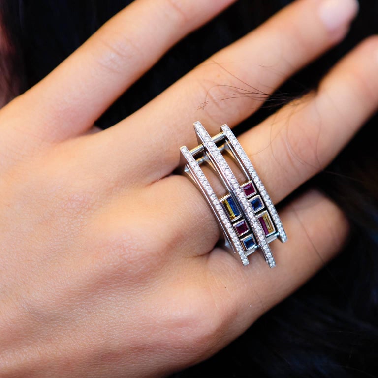 Luke Rose Platinum and Diamond Award Winning Cocktail Ring For Sale at ...