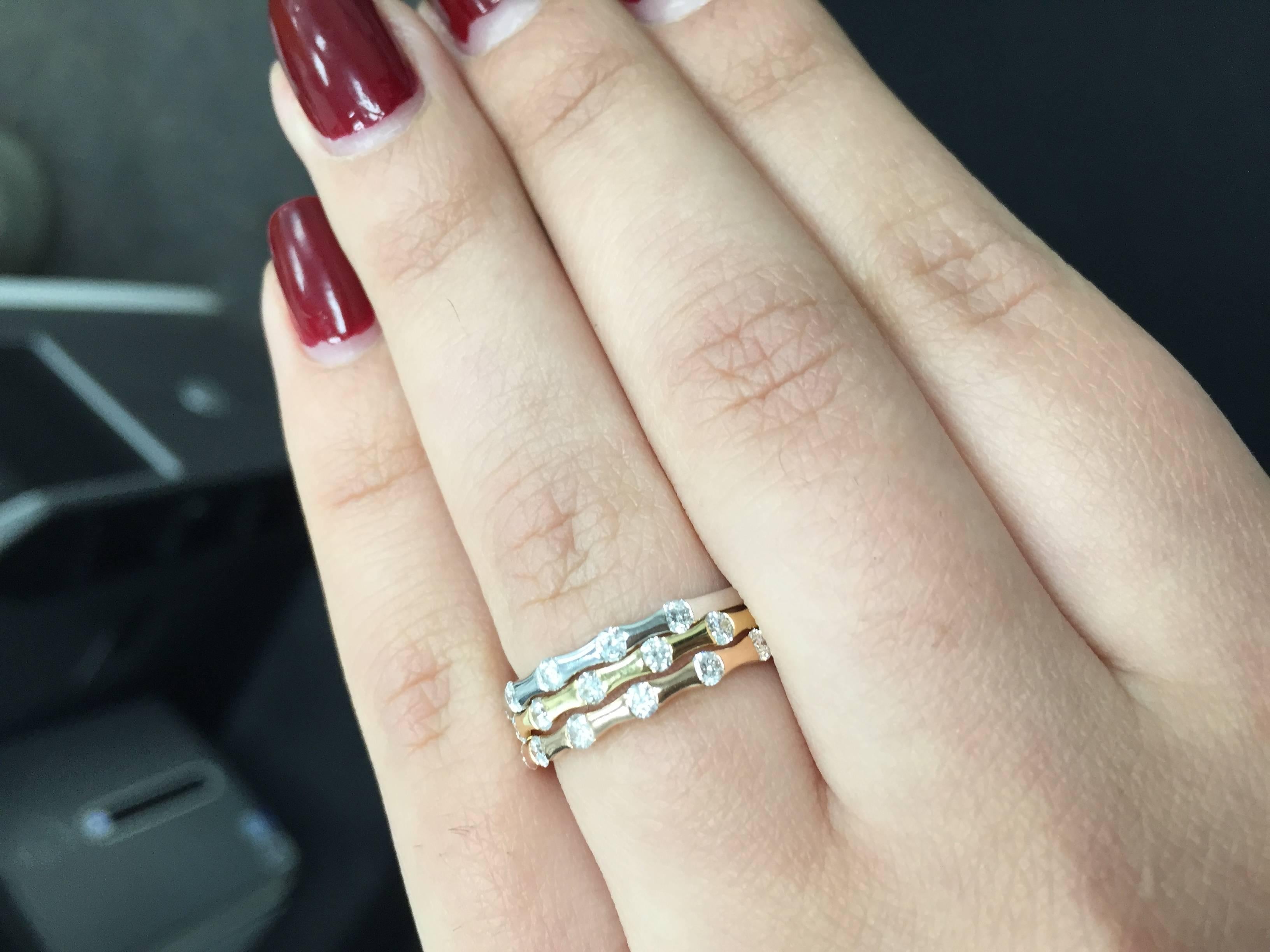 Stackable Diamond Three-Tone Gold Ring at 1stDibs | three tone rings ...
