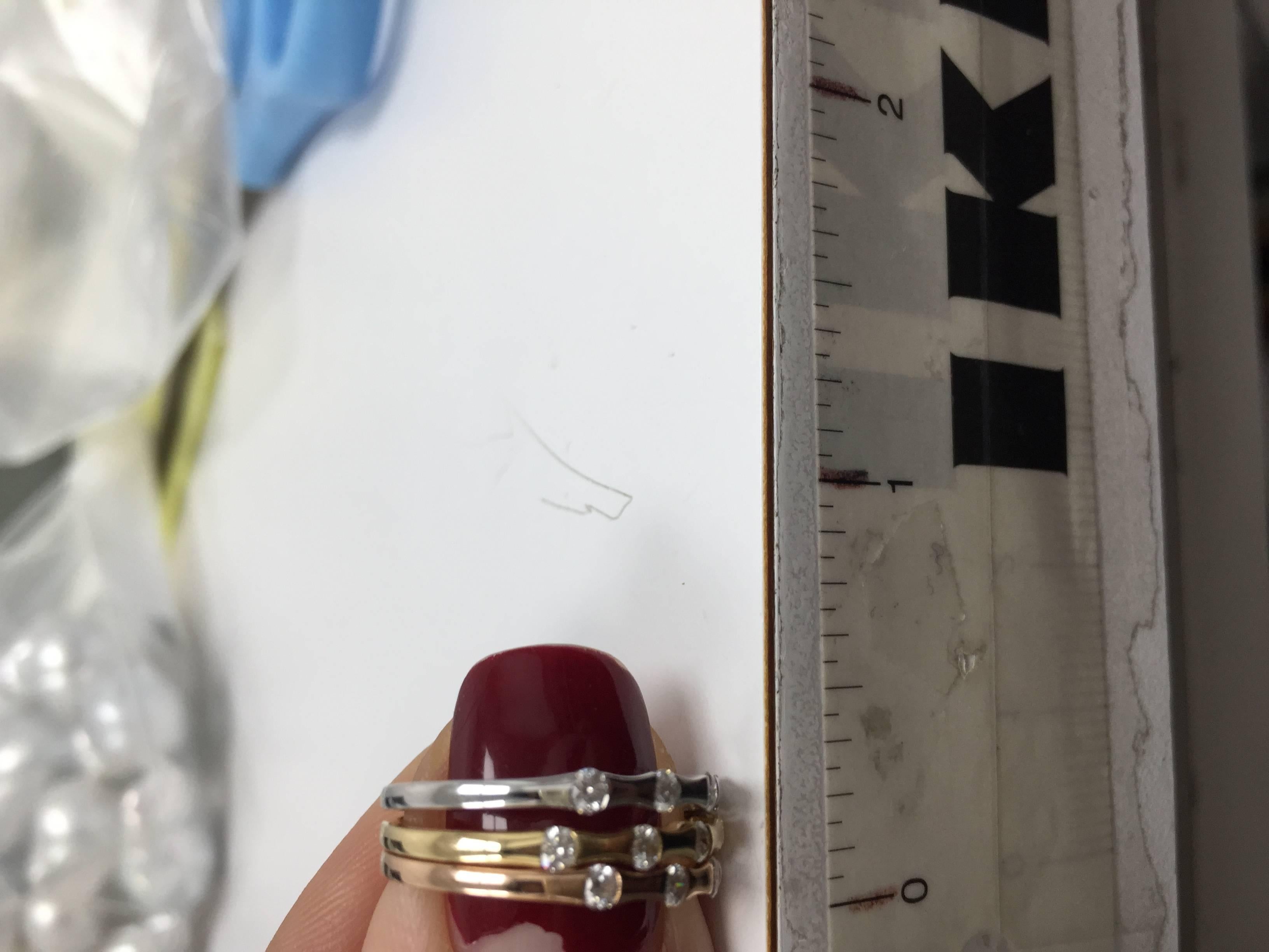 Stackable Diamond Three-Tone Gold Ring at 1stDibs | three tone rings ...