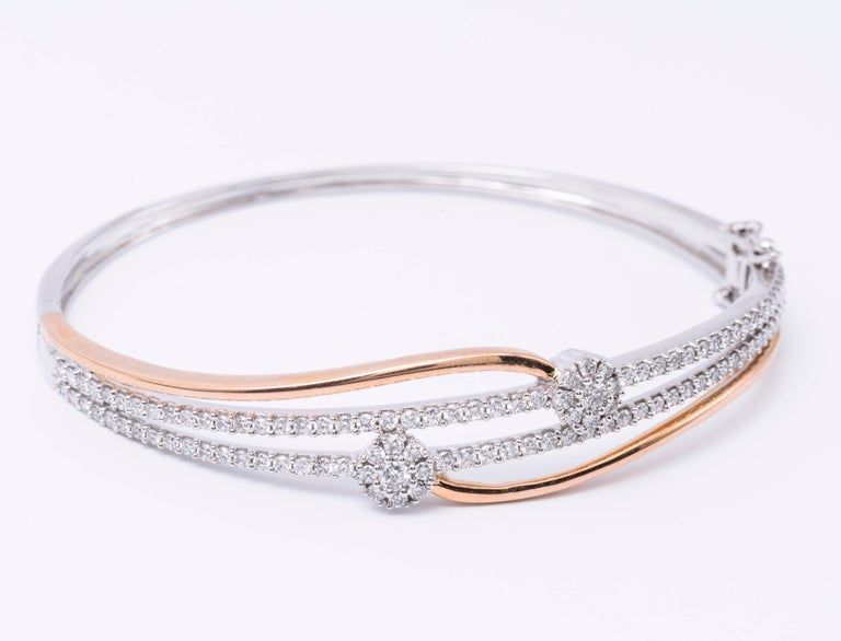 Diamond Bangle Two-Tone 2.00 Carat For Sale at 1stDibs
