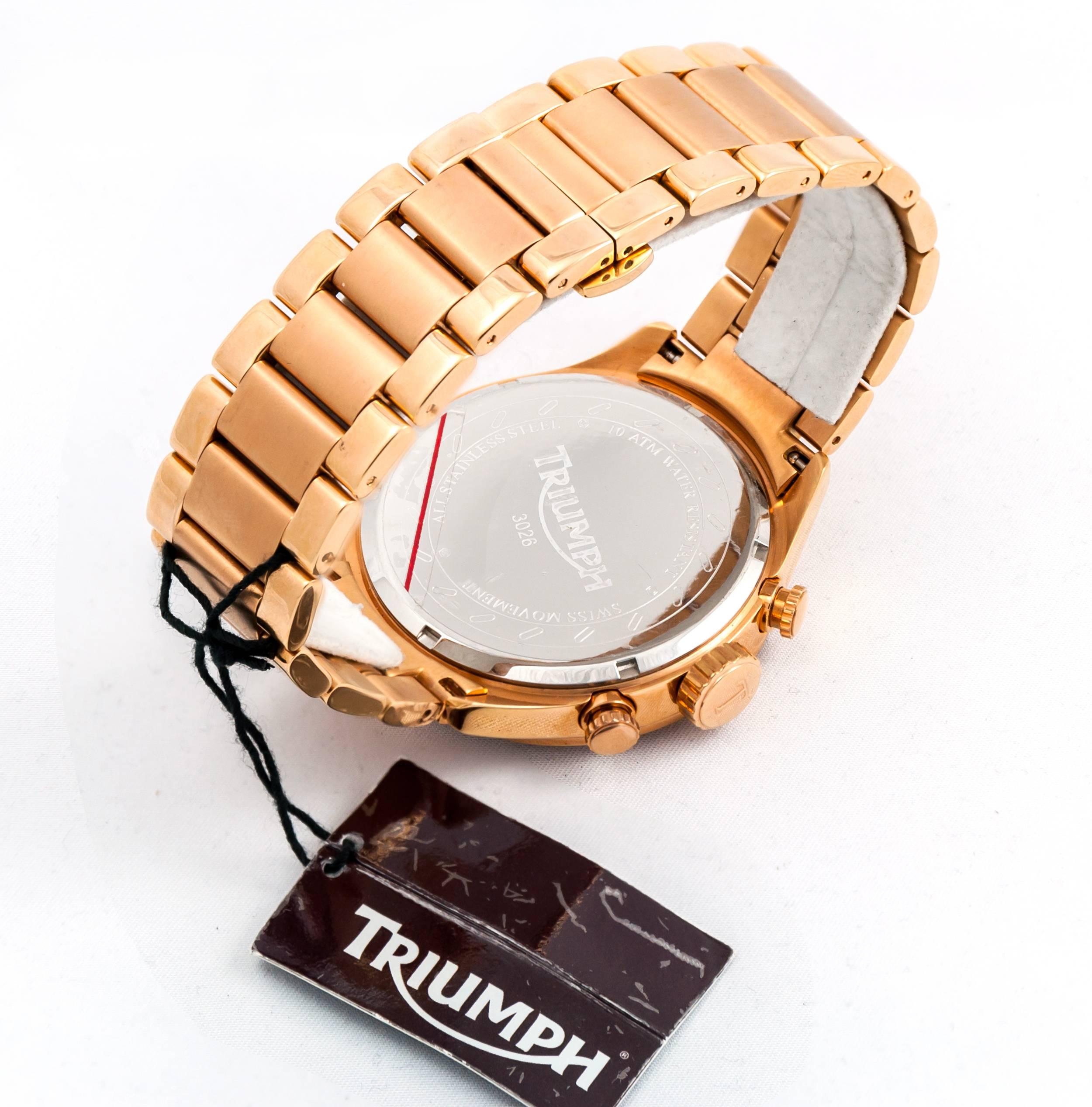 Triumph yellow Gold stainless Steel Chronograph Big Grande Quartz ...