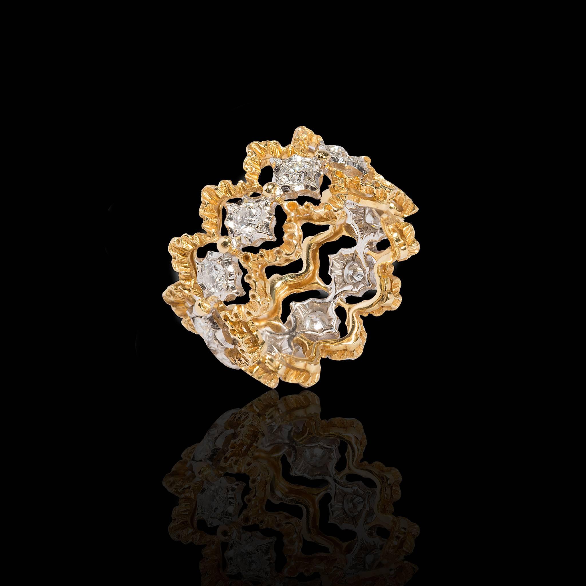 Buccellati Diamonds, 18 Carat White and Yellow Gold Ring For Sale at ...