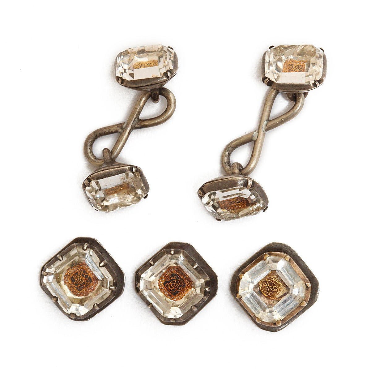 Stuart Crystal Silver Gold Dress Set For Sale at 1stDibs