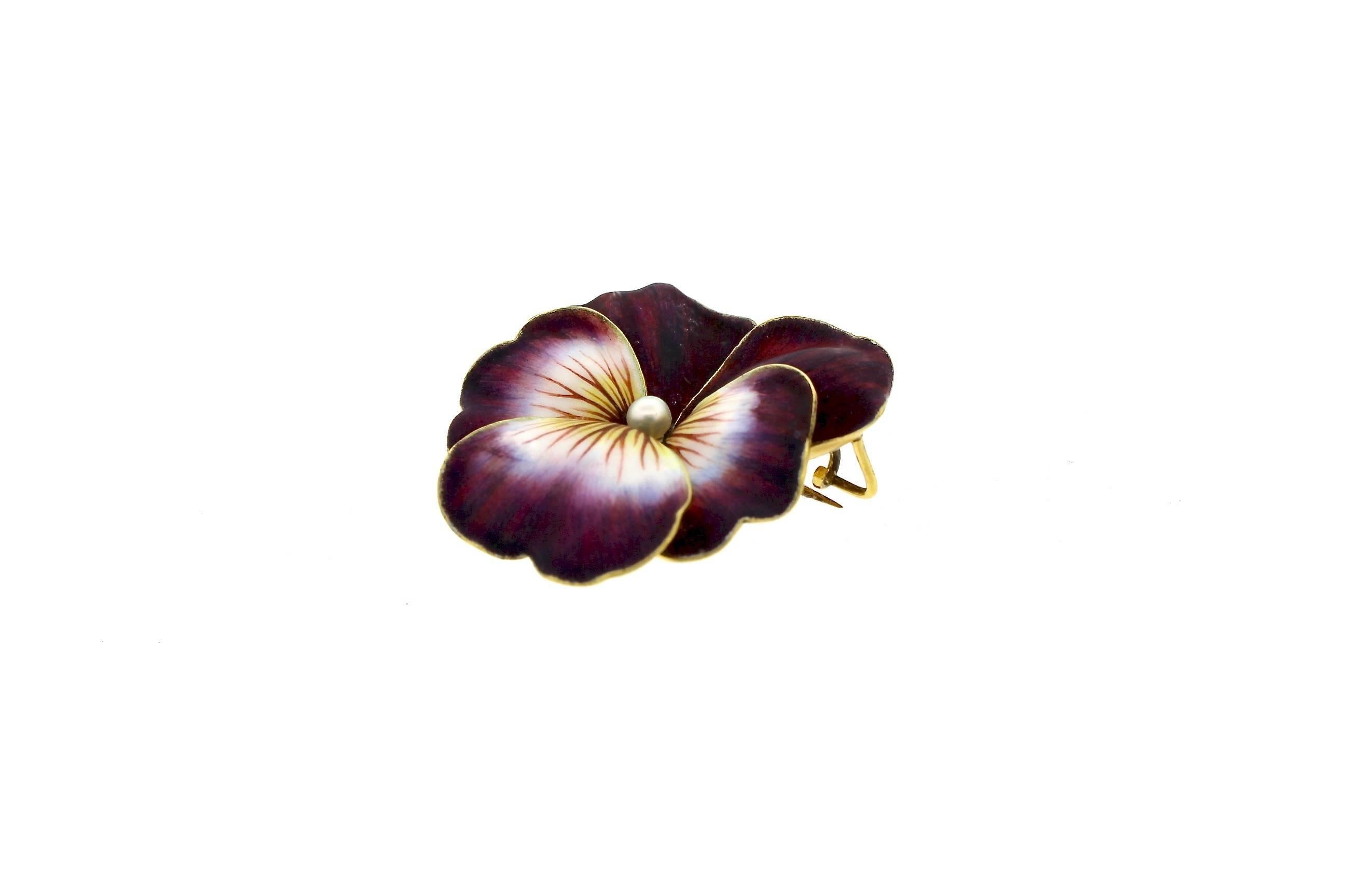 Antique Art Nouveau Purple Enamel Pansy Pendant Brooch at 1stDibs ...