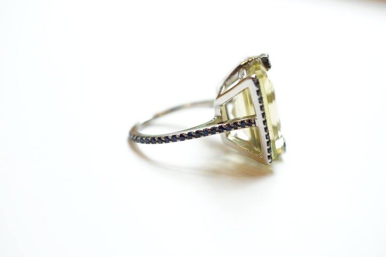 Sharon Khazzam 14.38 Carat Lemon Quartz, Blue Sapphire and White ...