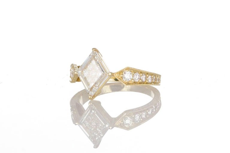 18 Karat Yellow Gold and Portrait Cut Diamond Fashion Ring 1.56 Carat ...